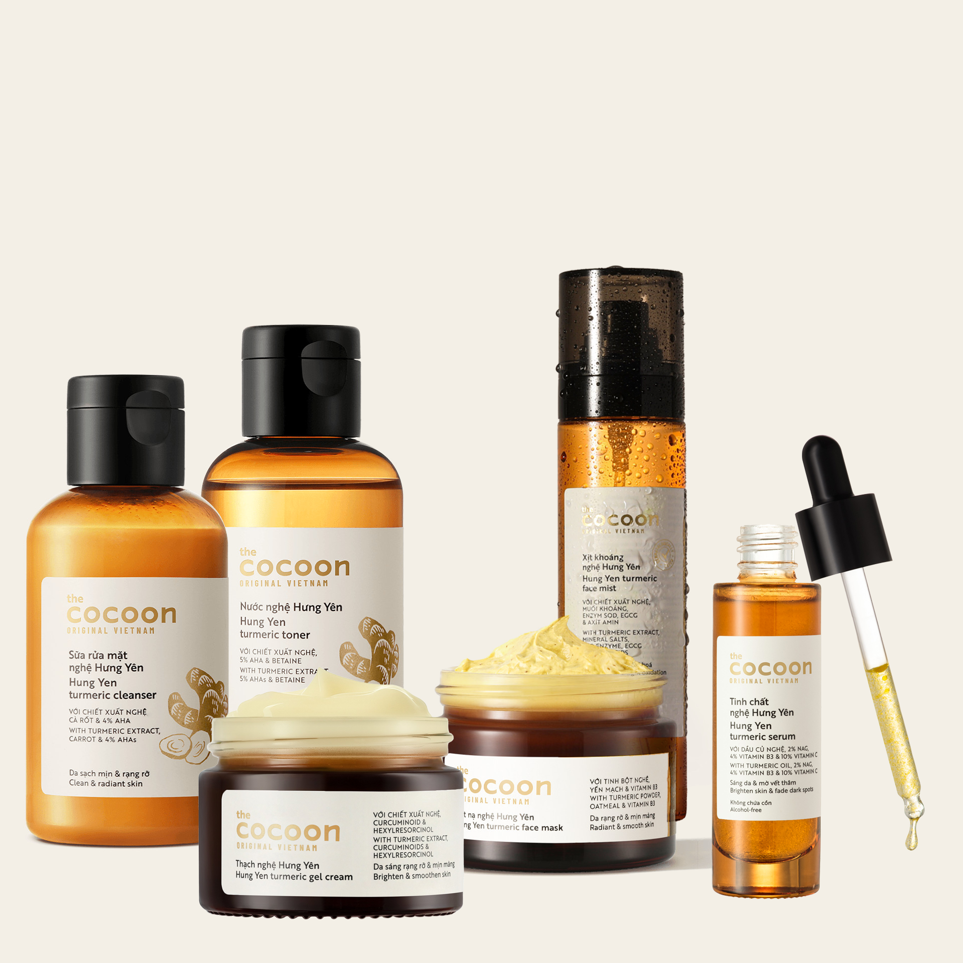 Cocoon Turmeric Radiance Skin 6 Piece Set - 100% vegan cosmetic – HVUS LLC
